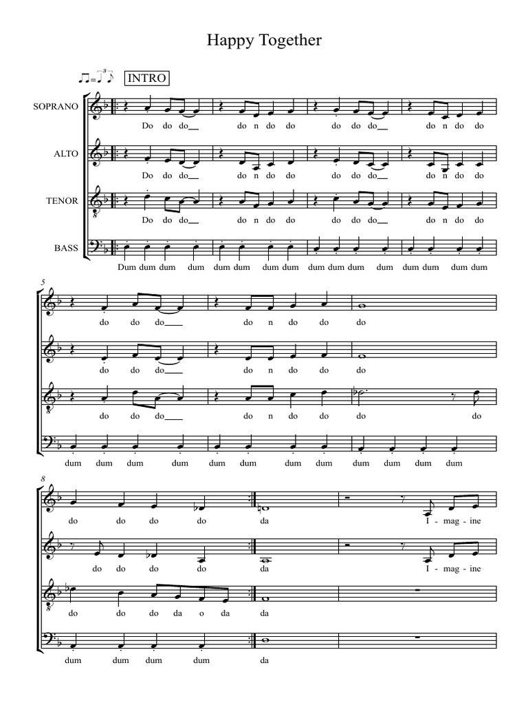 Lyrics and Chords for "Happy Together" | PDF