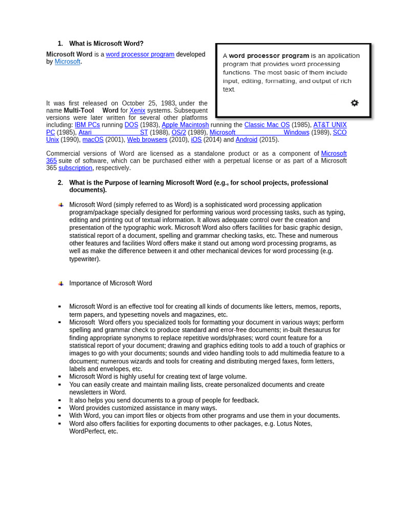 What-is-Microsoft-Word (1) | PDF | Microsoft Word | Word Processor