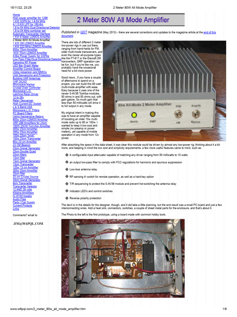 2 Meter 80W Multi-Mode Amplifier Guide | PDF | Amplifier | Relay