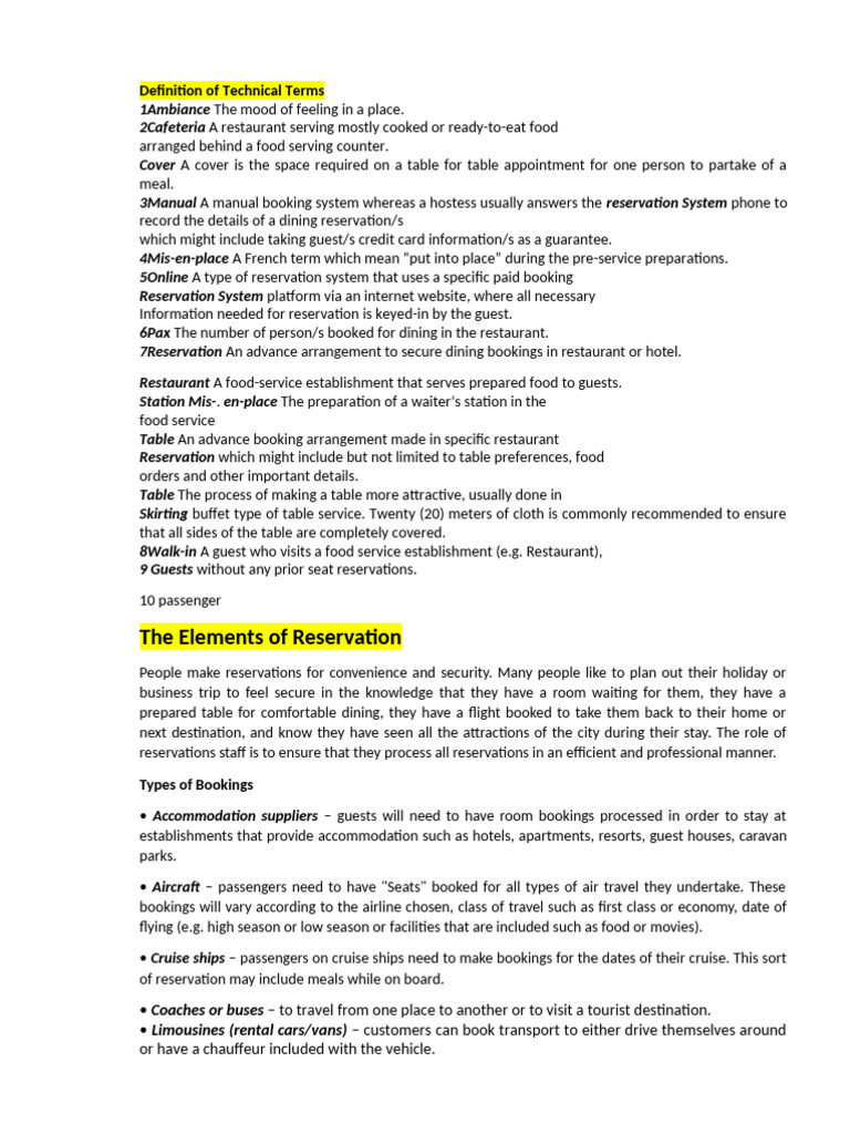 Fbs 1 Reviewer | PDF | Restaurants | Tourism