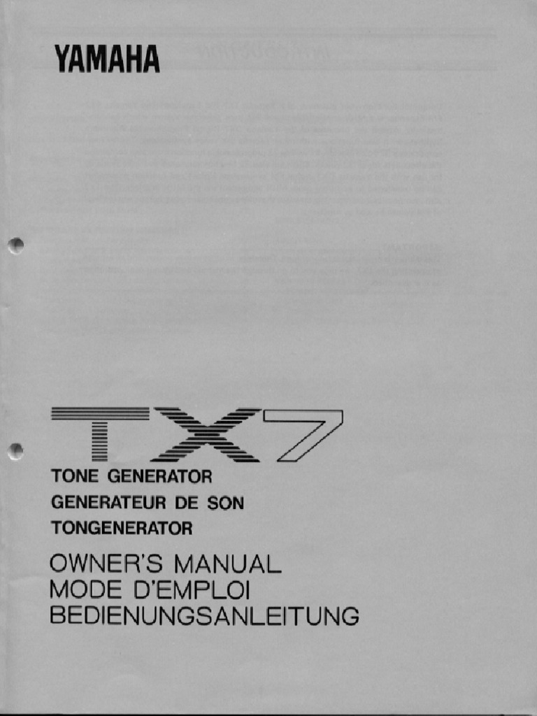 Yamaha TX7 Owner's Manual English | PDF