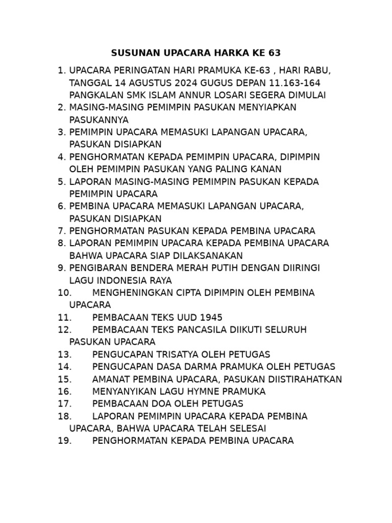Susunan Upacara Harka | PDF