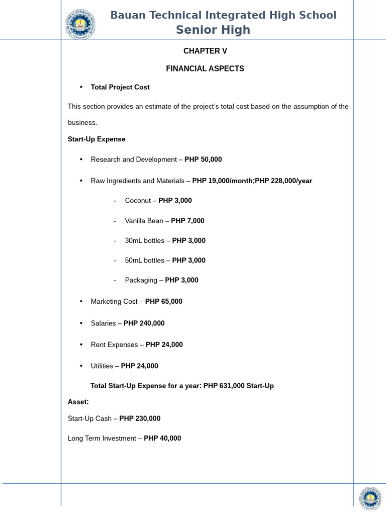 Chapter 5 Feasibility | PDF | Equity (Finance) | Balance Sheet