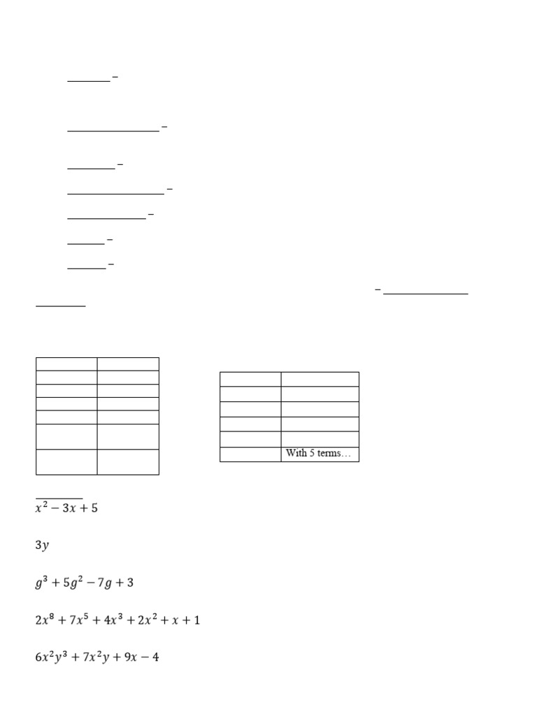 Alg Naming Polynomials and Standard Form 20-21 | PDF