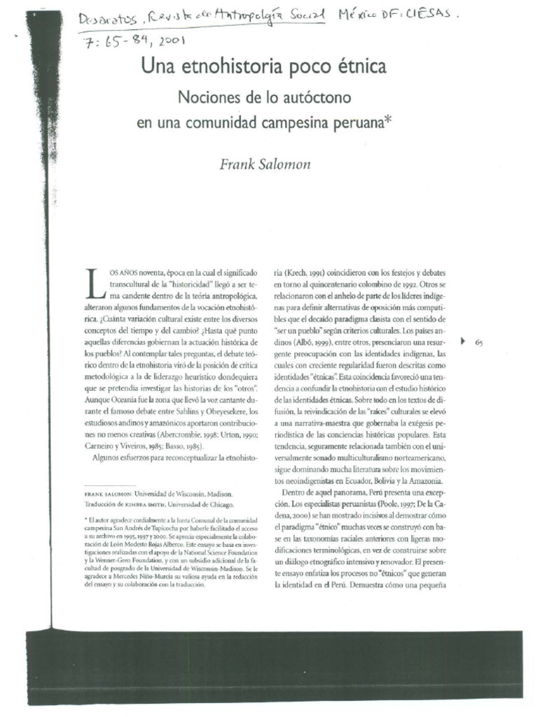 Identidad y Etnicidad en Campesinos Peruanos | PDF | Etnicidad | Perú