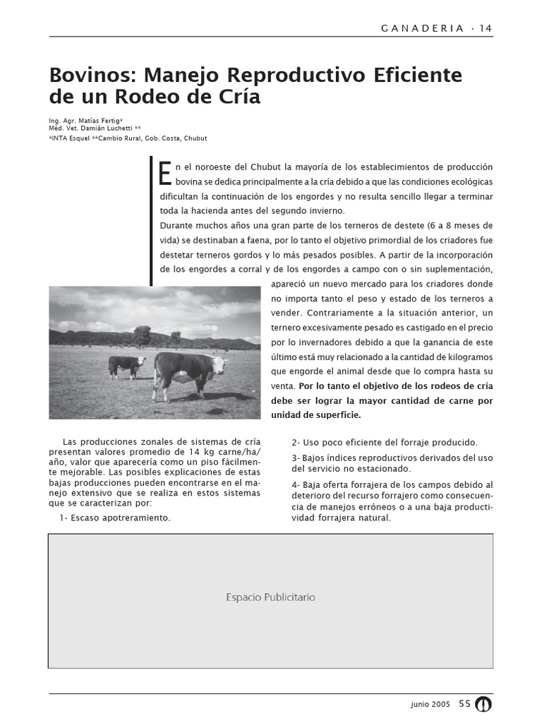 GAN-14 Reproduccion Bovina | PDF | Vacas | Pasto