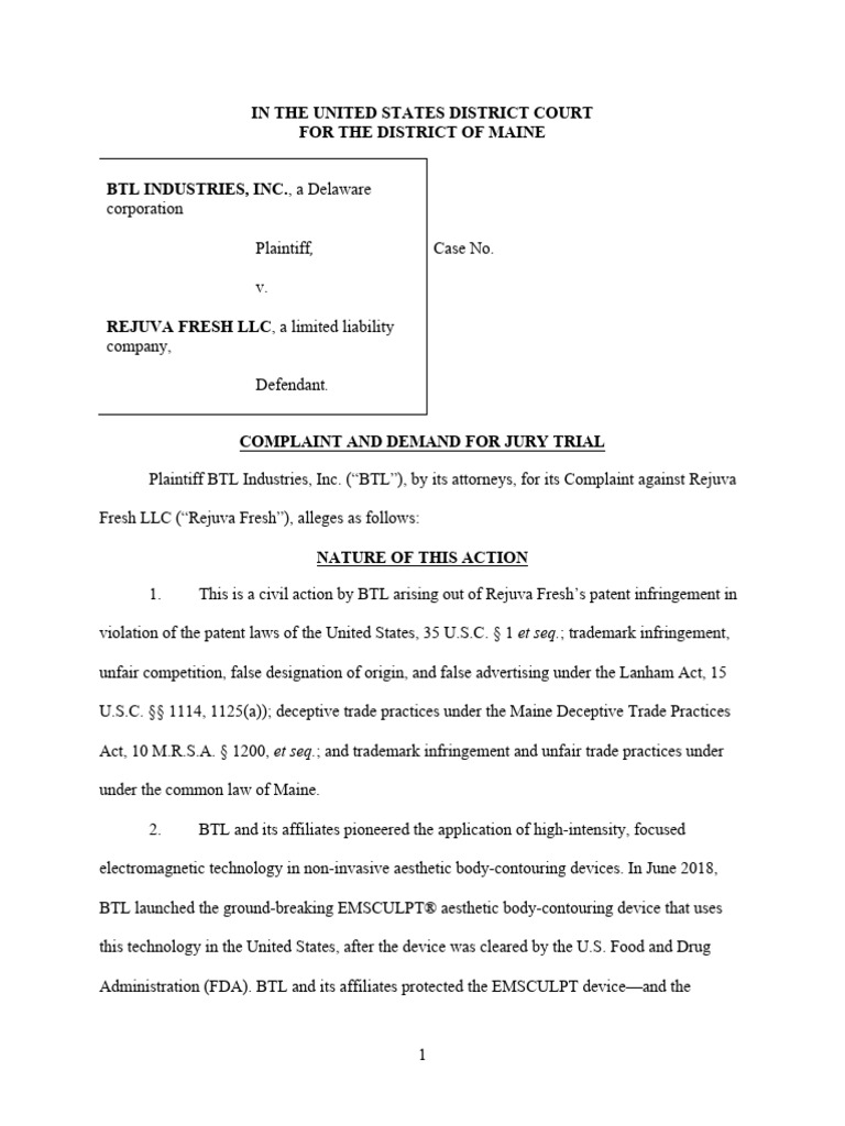 Rejuva - DME 1 23 CV 00032 1 | PDF | Urinary Incontinence | Gynaecology