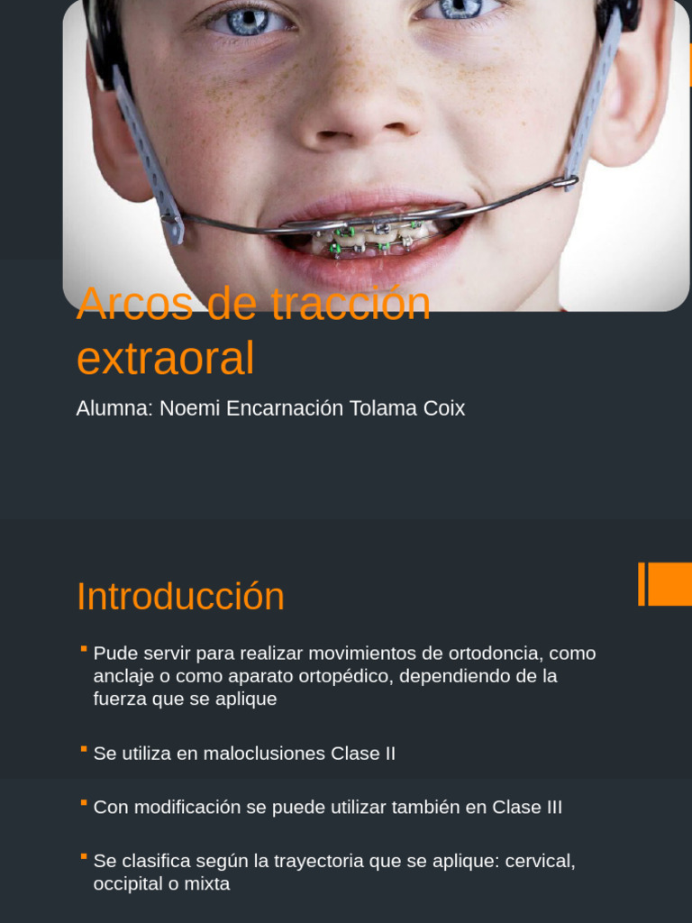 Arcos de Tracción Extraoral en Ortodoncia | PDF | Ortodoncia | Ramas de ...