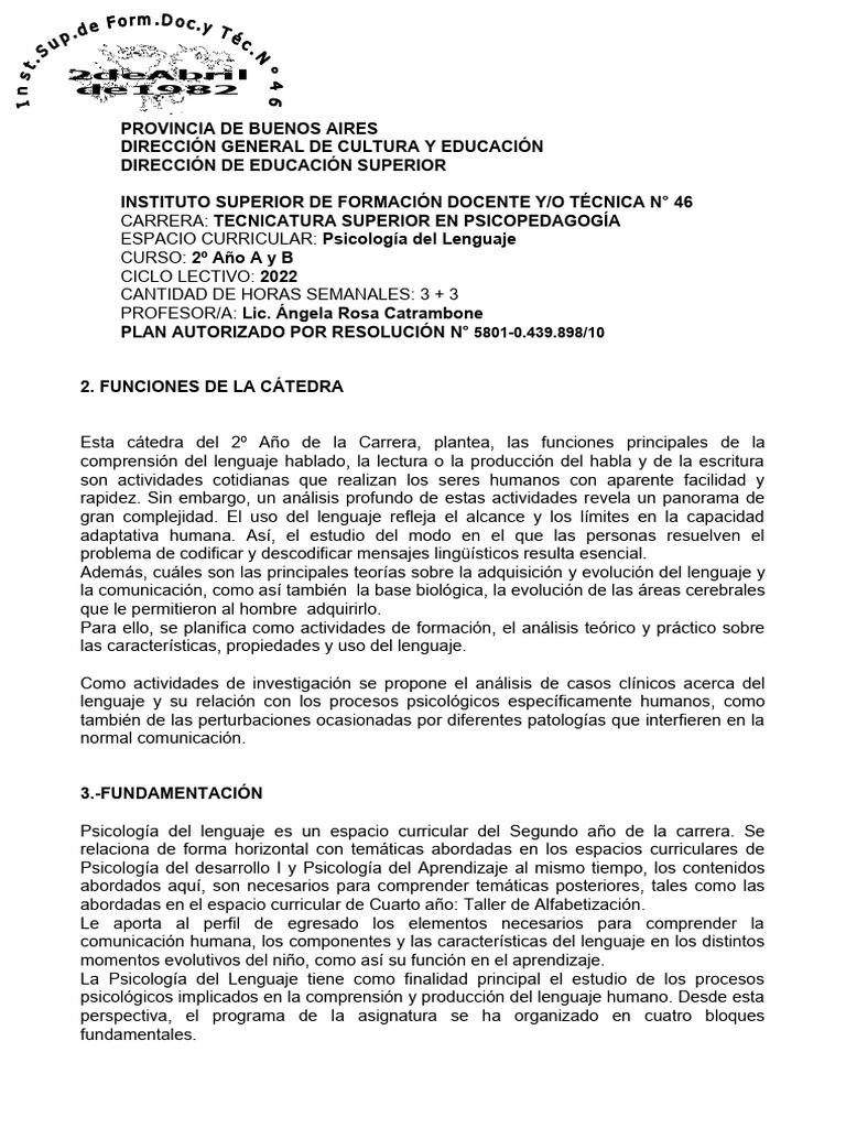 2022 - Psicología Del Lenguaje. 2AB. Catrambone | PDF | Lingüística ...