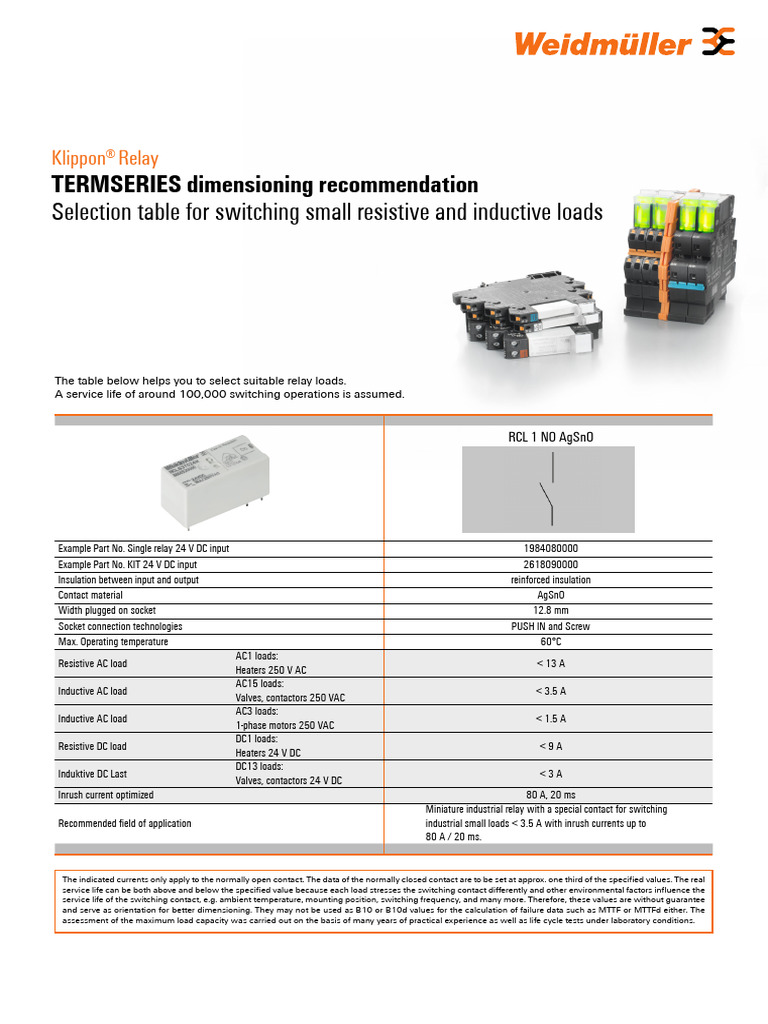 FL TERMSERIES RCL1NOInrush LOAD GUIDE | PDF | Relay | Electrical Connector