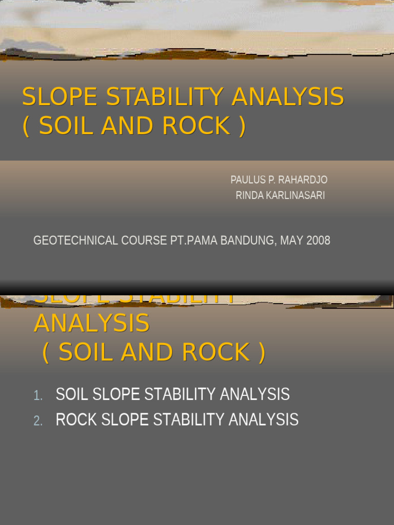 Slope Stability Analysis (Soil&Rock) | PDF | Civil Engineering | Classical Mechanics