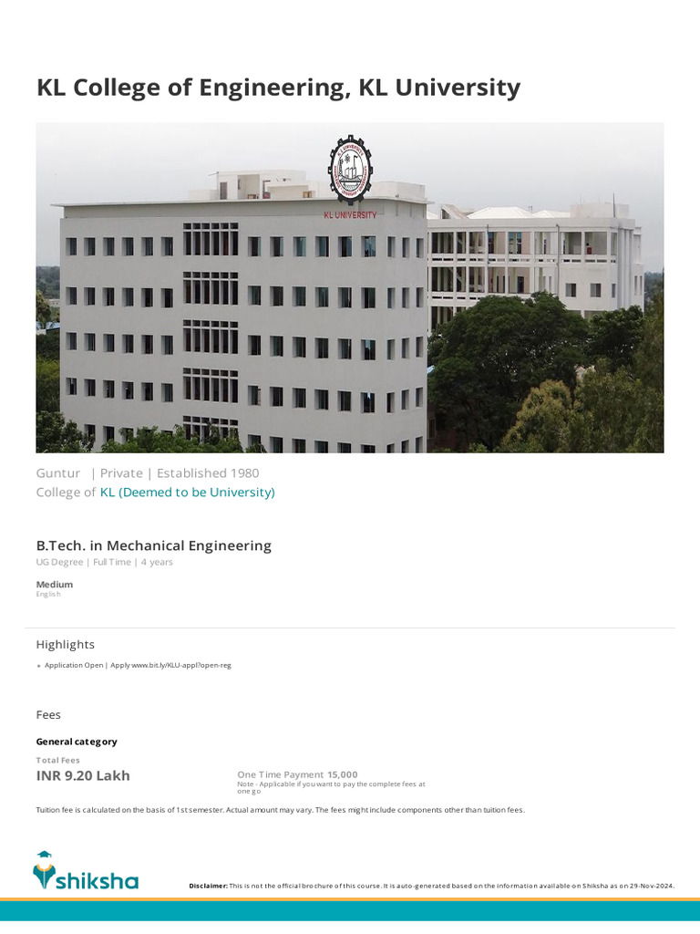 KL College of Engineering, KL University | PDF | Science Education ...