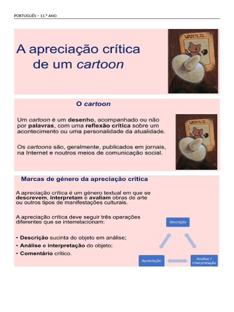 Exemplo de apreciação crítica de um cartoon | PDF