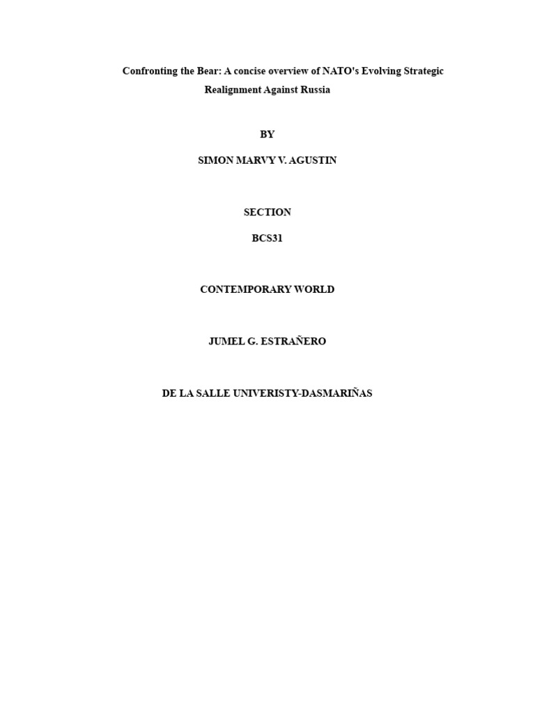 Confronting The Bear: A Concise Overview of NATO's Evolving Strategic Realignment Against Russia ...