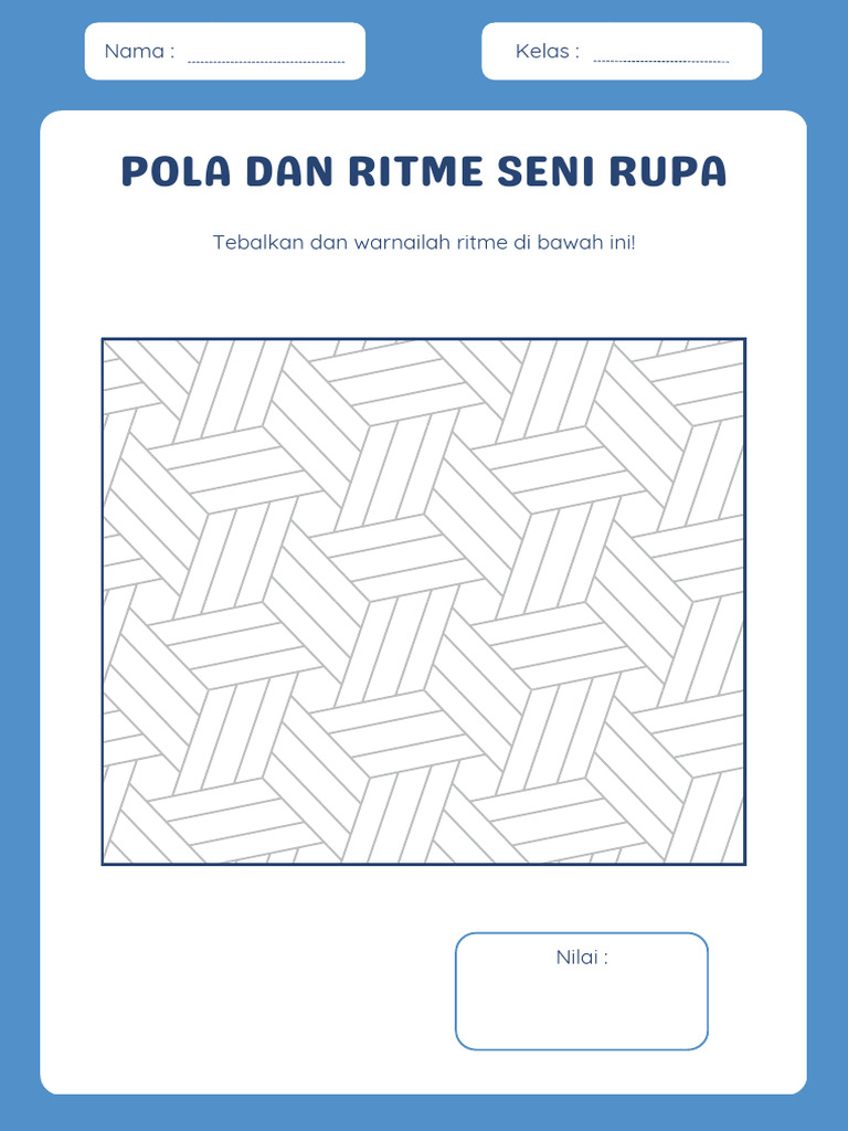 Pola Dan Ritme Seni Rupa Lembar Kerja SD Kelas 3 Biru Putih Ilustratif ...