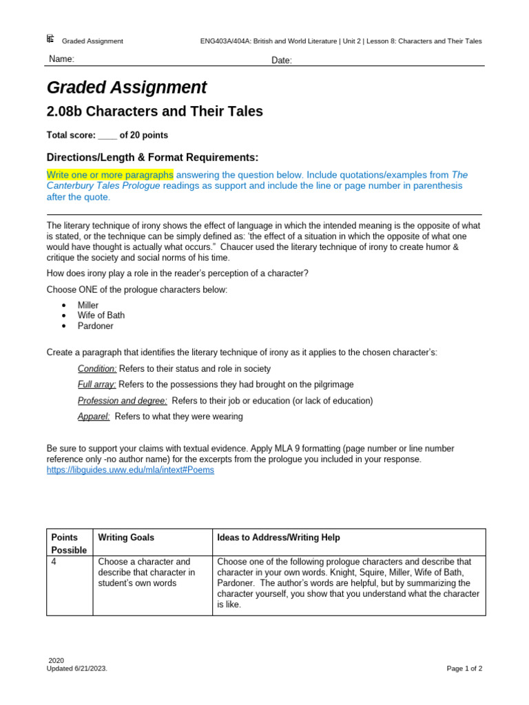 2.08b Irony Discussion - Characters and Their Tales - Focus On Irony ...
