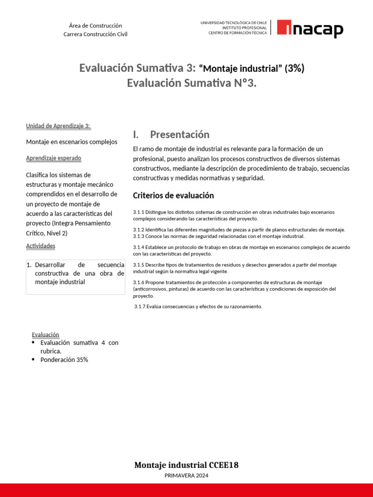 EV4 COEE18 Montaje Industrial | PDF | Evaluación