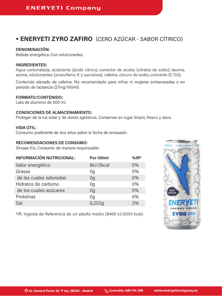 Ficha Tecnica Eneryeti Zyro Zafiro | PDF