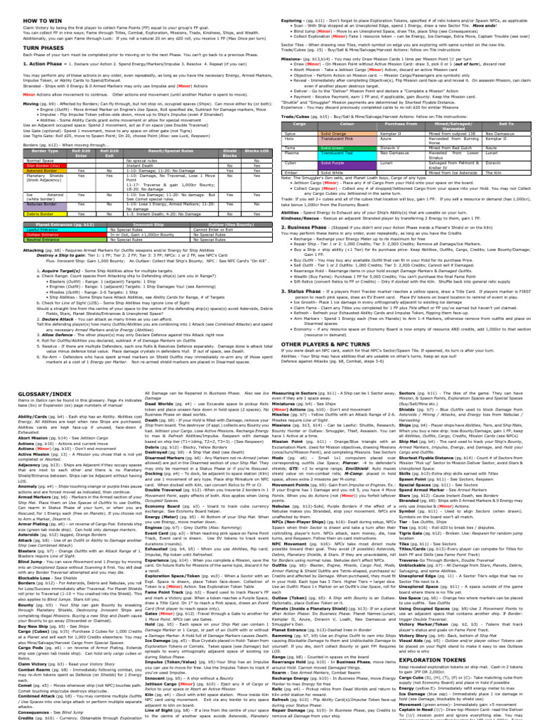 Xia - A4 Sized Player Aid - With Embers Rules Included | PDF