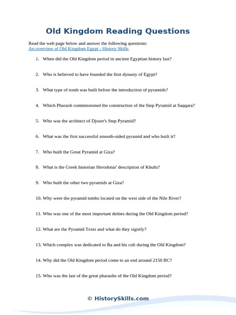 Old Kingdom Questions | PDF