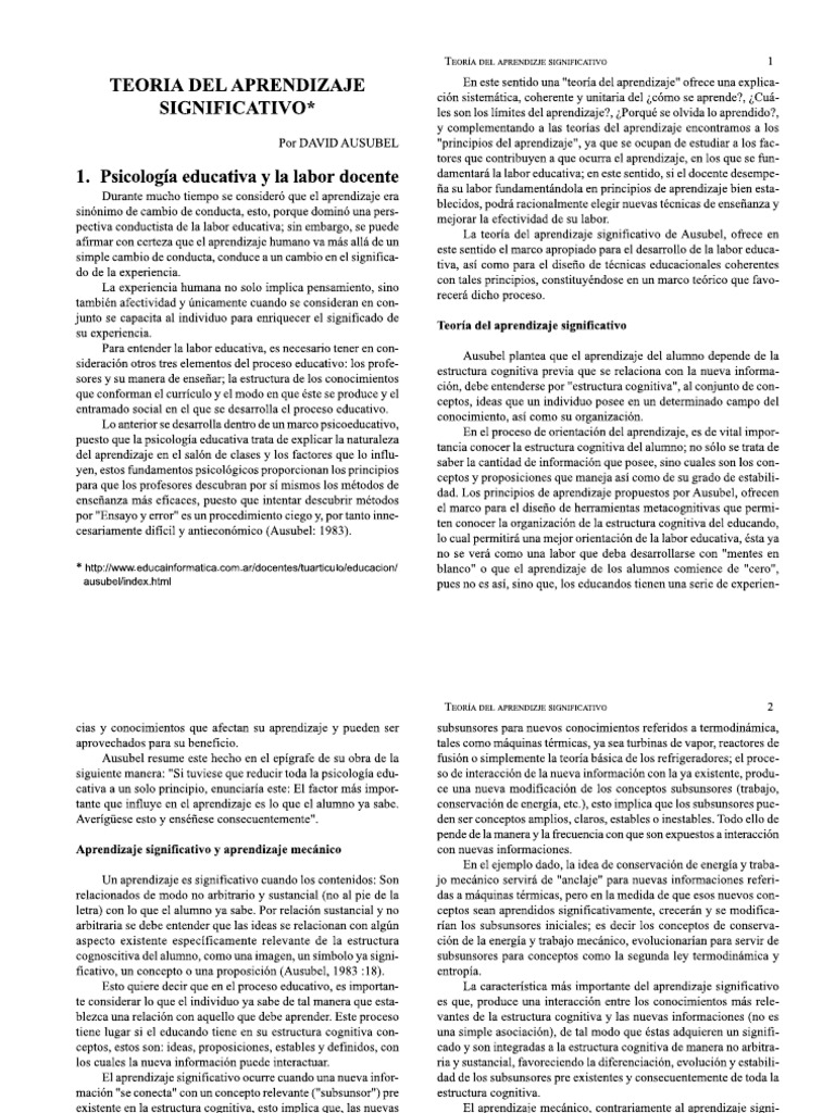 Aprendizaje Significativo | PDF