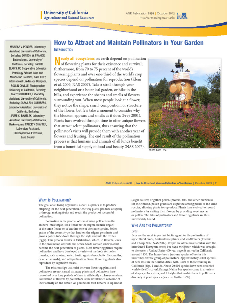How To Attract and Maintain Pollinators in Your Garden | PDF ...