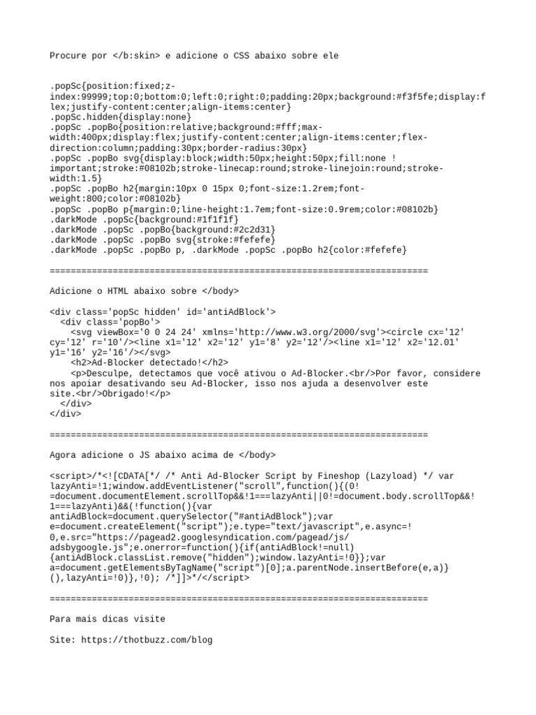 Script Anti-Adblock no Blogger | PDF | Web Development | Web Standards