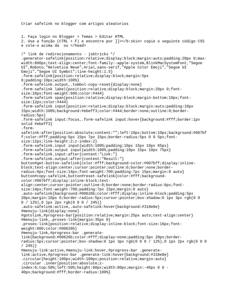 Safelink no blogger com artigos aleatorios | PDF | Printing | Graphic Design