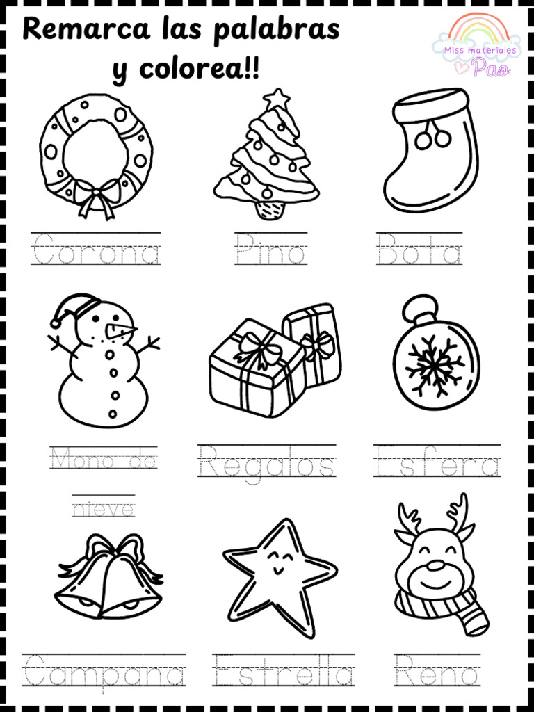 Remarca palabras y colorea Miss materiales Pao | PDF