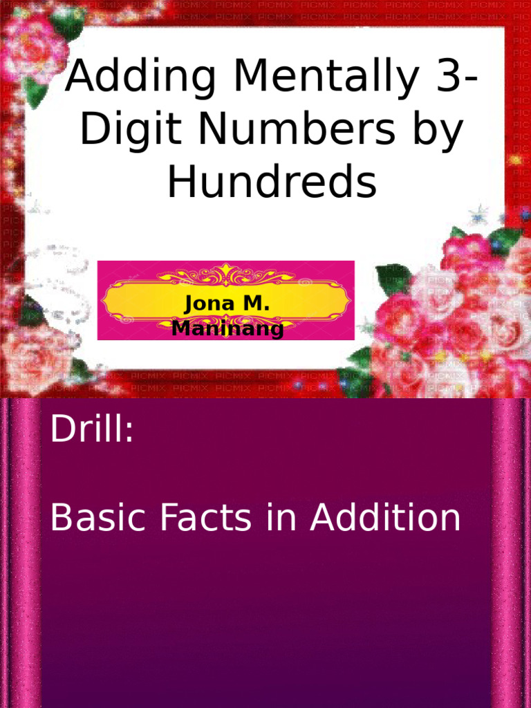 Adding Mentally 3-Digit Numbers by Hundreds | PDF