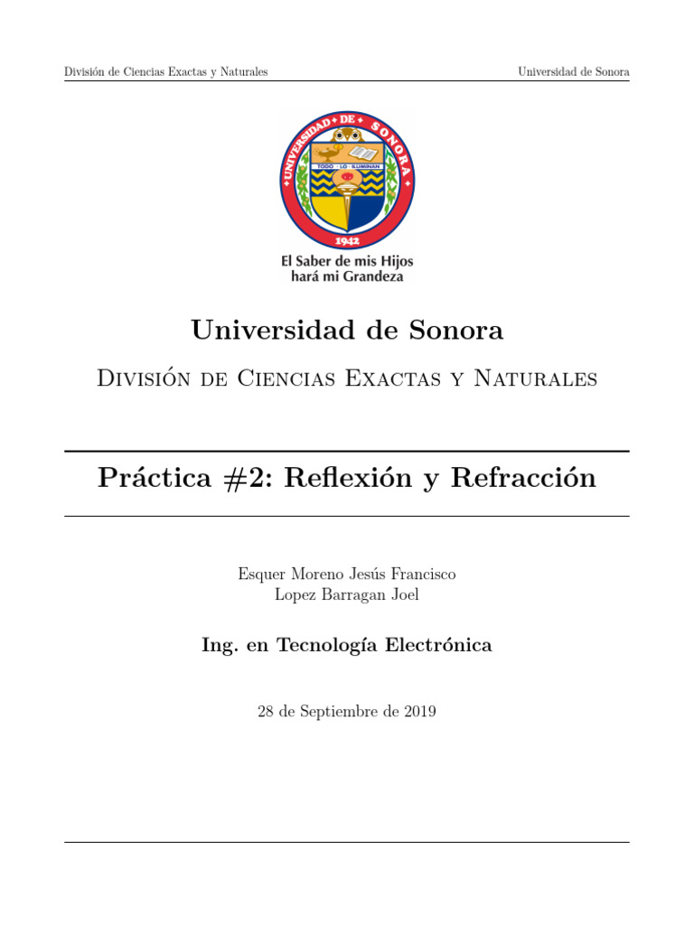 PR Ctica 2 Reflexi N y Refracci N | PDF | Refracción | Reflexión (Física)