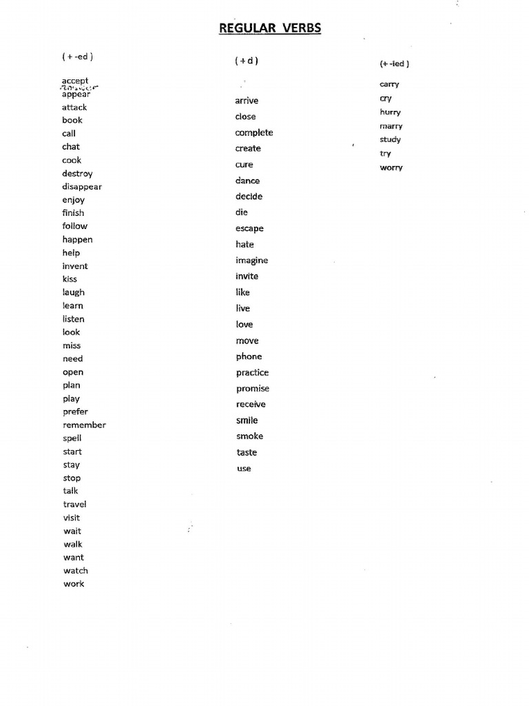 Regular Verbs 1 | PDF