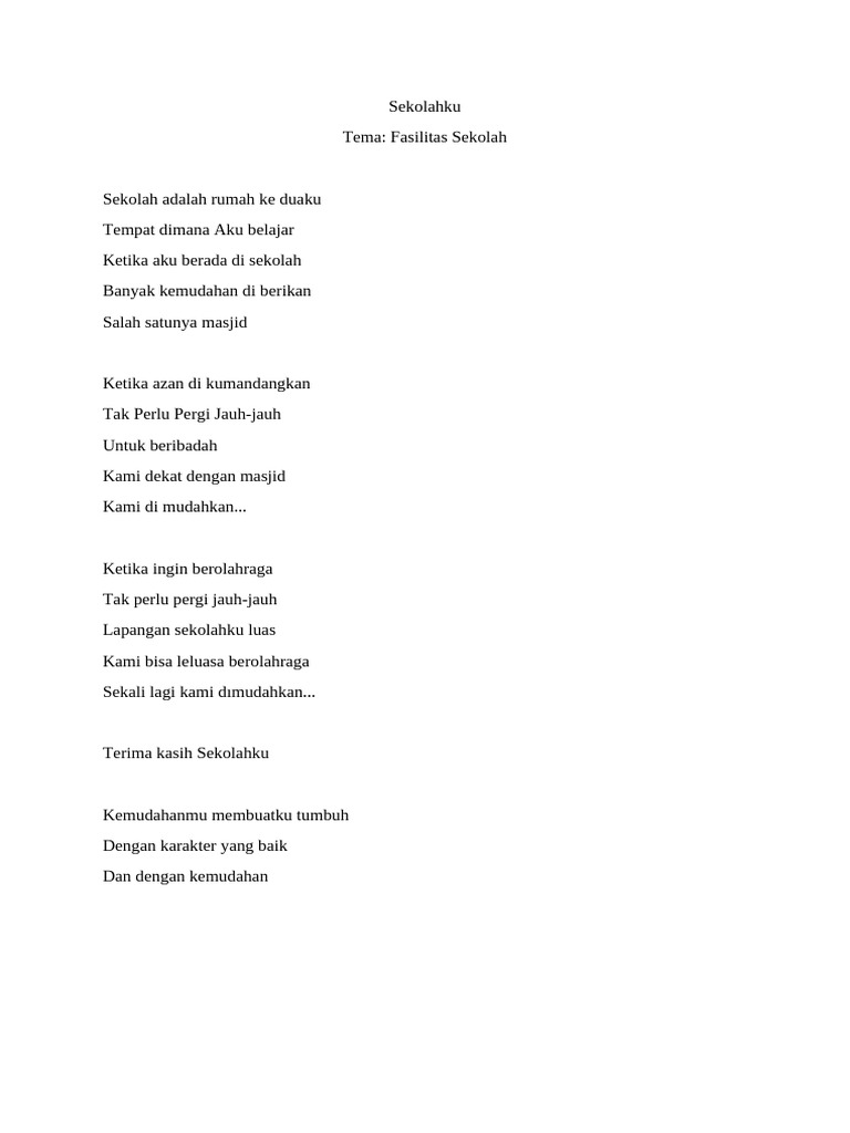 Puisi Fasilitas Sekolah | PDF
