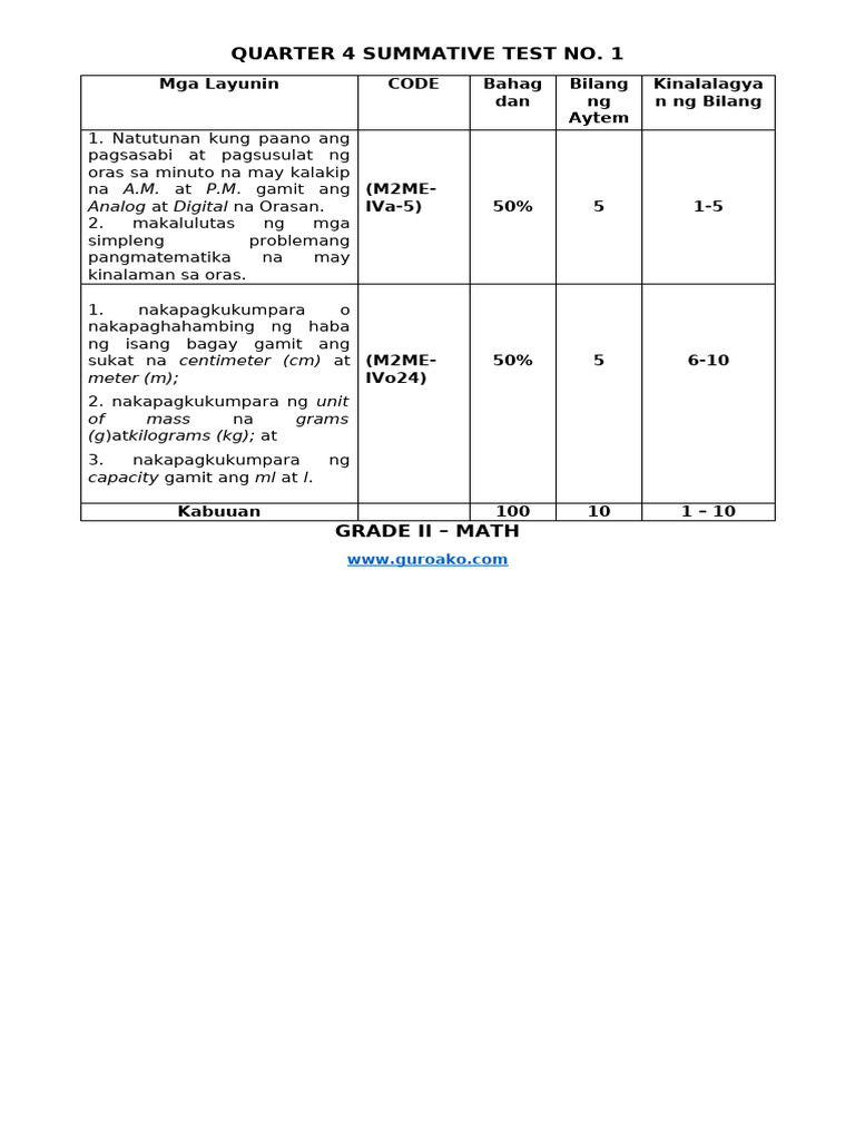 Q4-ST-1-GR.2-MATH-WITH-TOS (1) | PDF