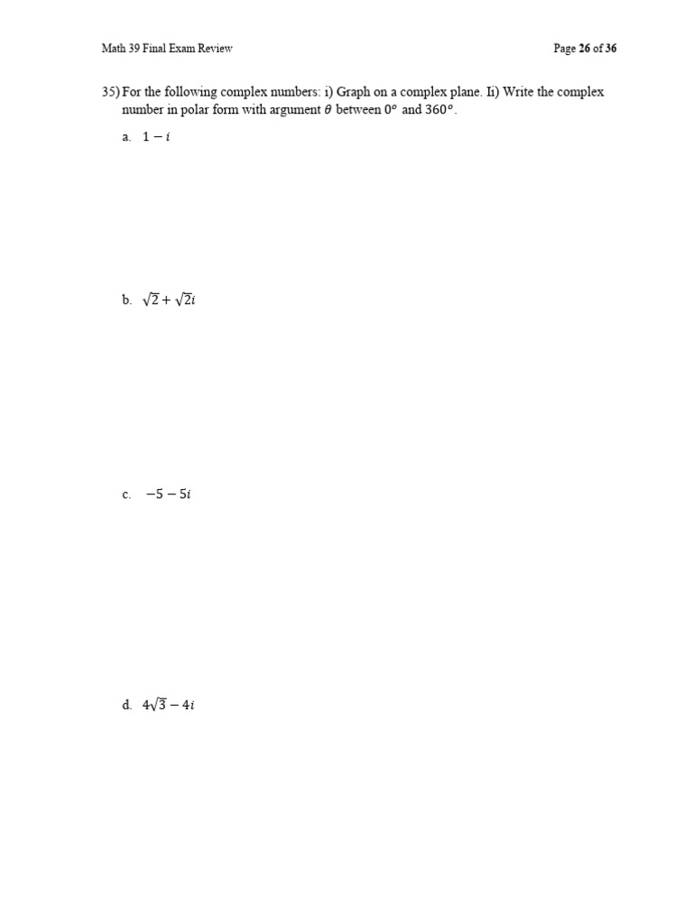 Study Guide Exam 3 Part 2 | PDF | Complex Number | Elementary Geometry