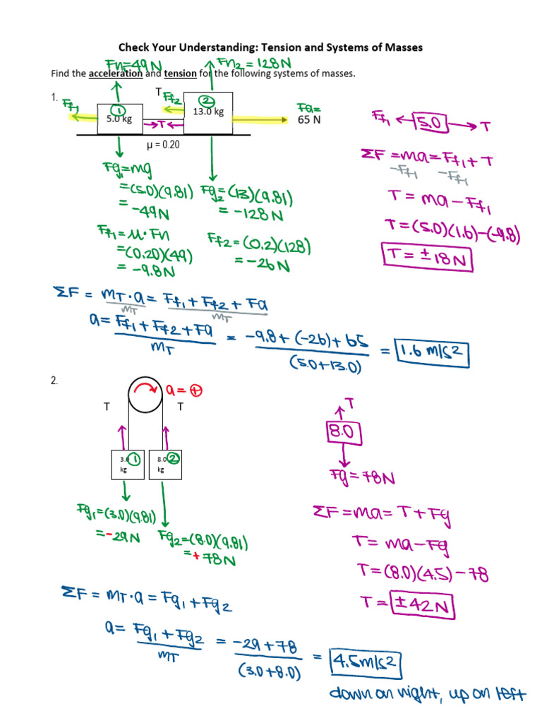 8A - Tension and Systems Part 1 PQ KEY | PDF