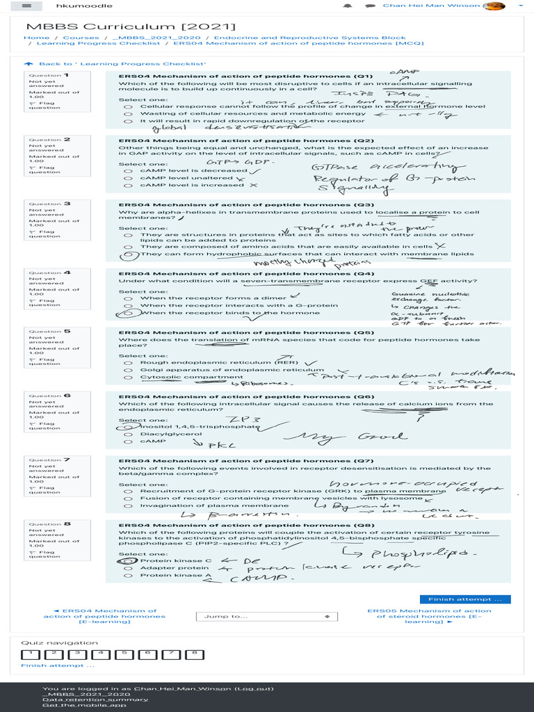 ERS04 Mechanism of Action of Peptide Hormones (MCQ) | PDF | Cell Signaling | Hormone