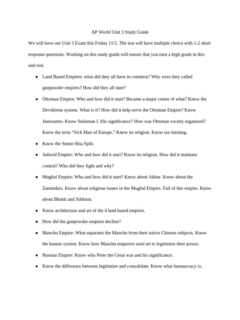 AP World Unit 3 Study Guide | PDF