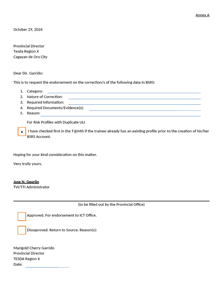 BSRS Annex A and A-1 | PDF