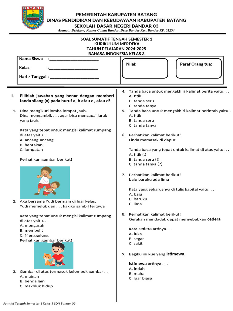 STS 1 KELAS 3 BINDO Edit | PDF