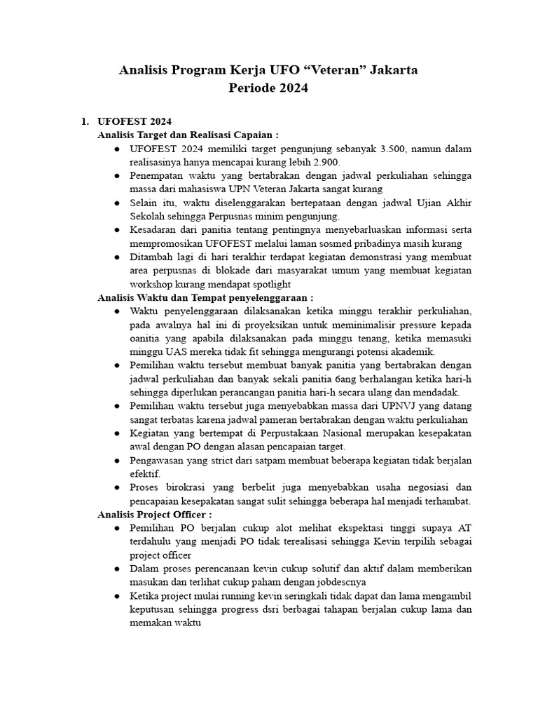 Analisis Program Kerja Lengkap (tanpa SIA) | PDF