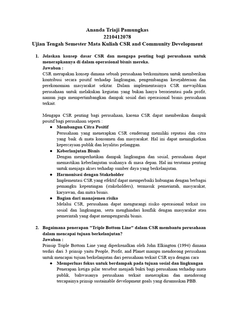 CSR dan Triple Bottom Line | PDF