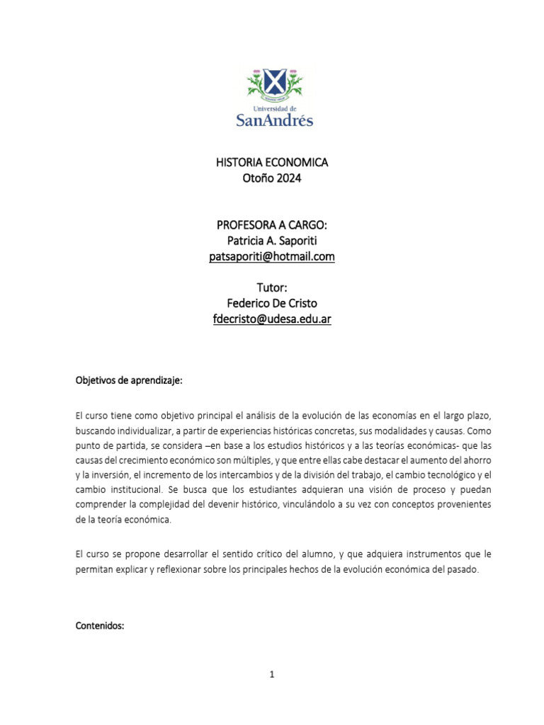 E040 Historia Economica I | PDF | Maestros | Moodle