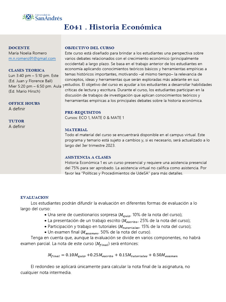 e041_historia_economica_i | PDF | Cuestionario