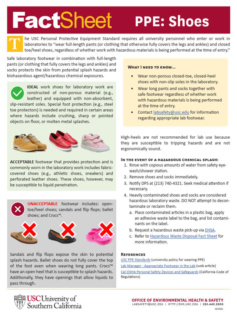 PPE Footwear Fact Sheet Revised | PDF | Shoe | Personal Protective ...
