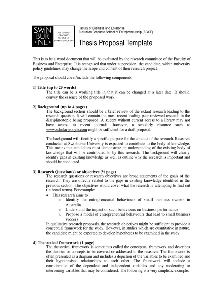 Research Thesis Proposal Template 1dec05 | PDF | Quantitative Research ...