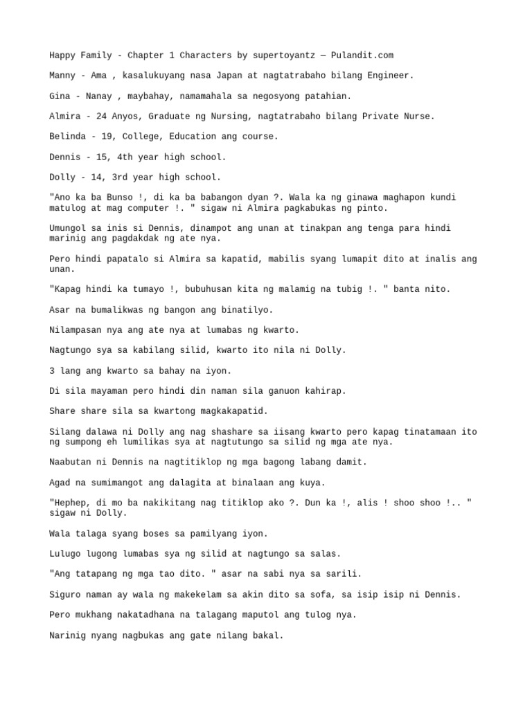 Happy Family - Chapter 1 Characters by Supertoyantz | PDF