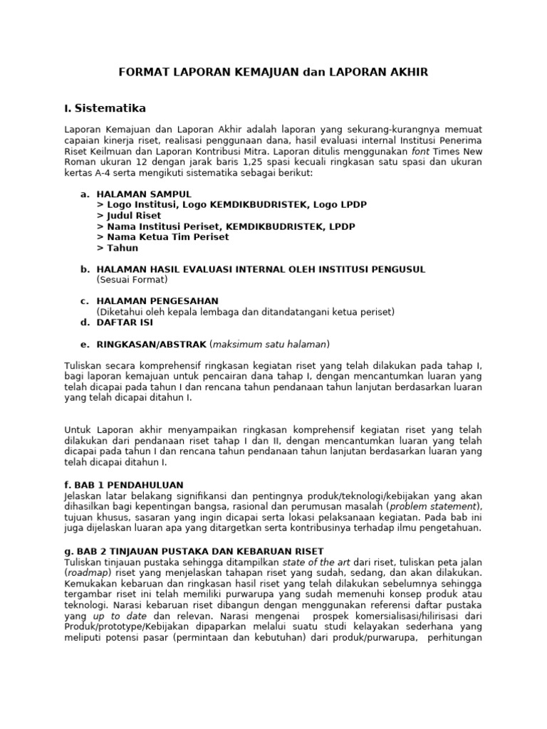 Format Laporan Kemajuan Riset | PDF