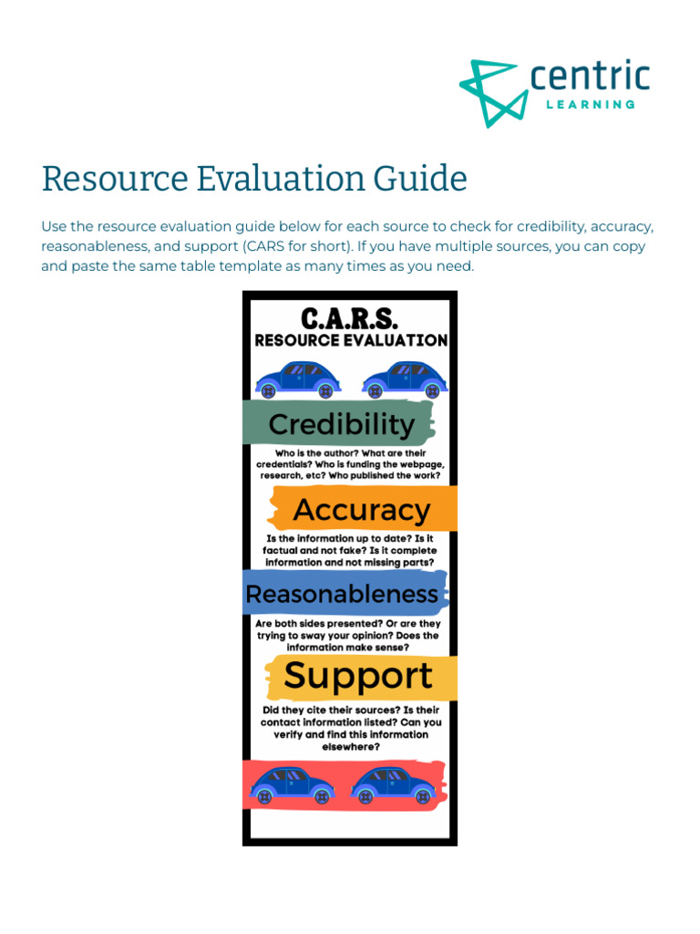 Cópia de CARS Resource Evaluation Guide 7 | PDF