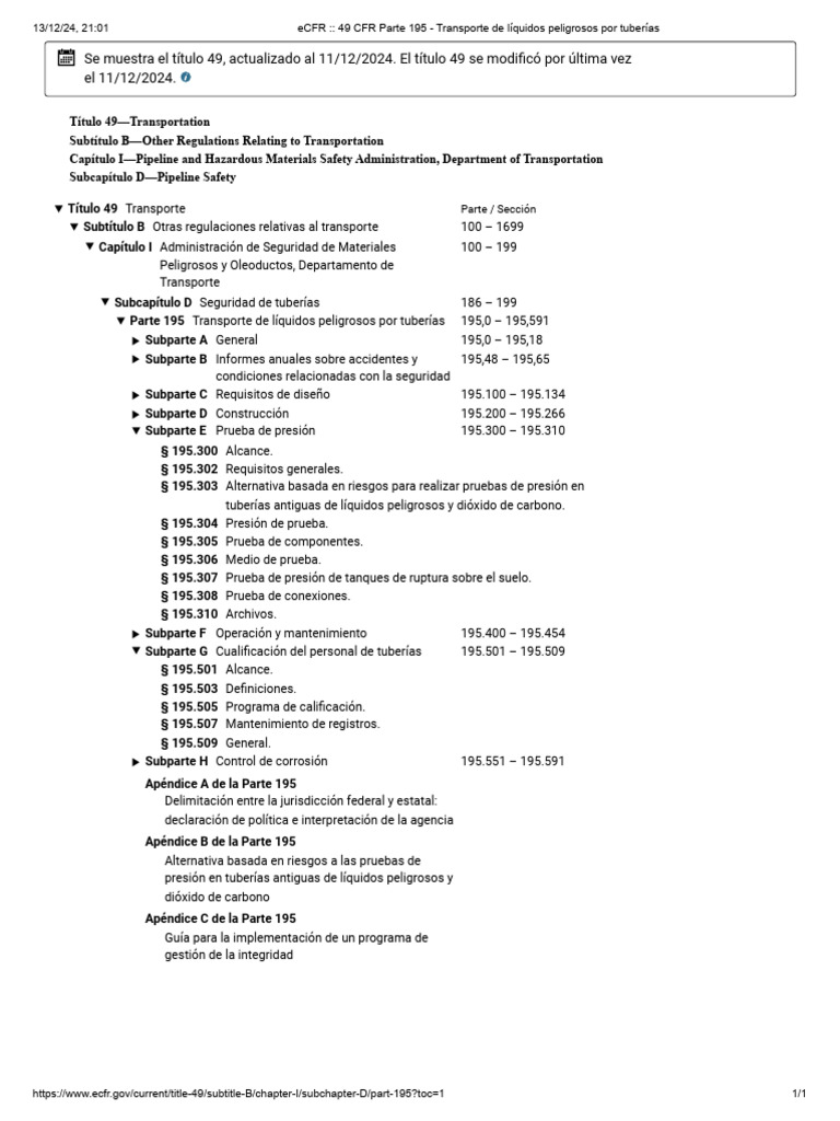 Transporte de Líquidos Peligrosos 49 CFR | PDF
